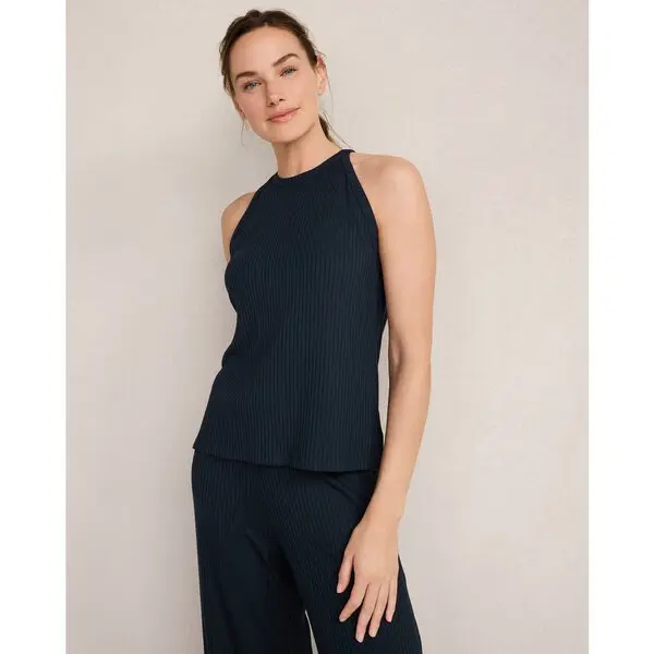 HAVEN WELL WITHIN Resti Drapey Rib Knit High Neck Tank - Nightfall