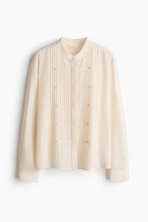H&M Button-front Pintuck Blouse