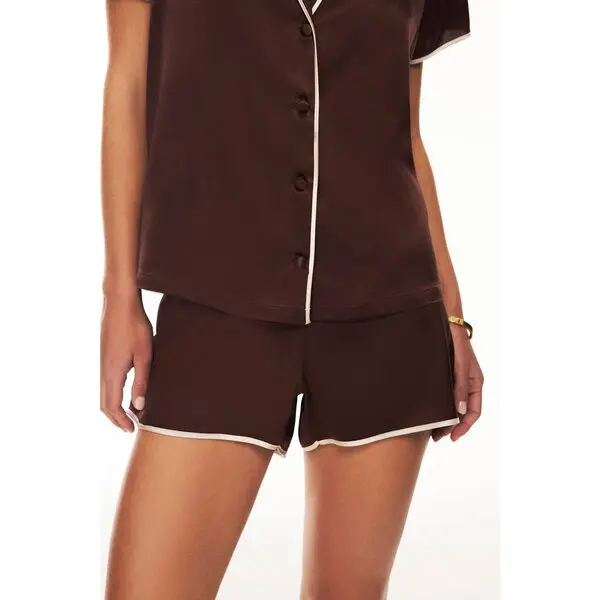 HOUSE OF SILK Silk Short Pajama Bottom - Chocolate