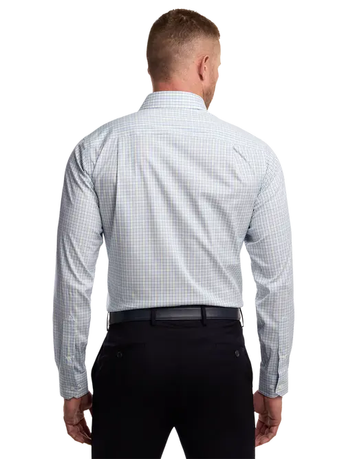 PAUL FREDRICK Cotton Spandex Point Collar Poplin Slim Contrast Trim Button Cuff Long Sleeve
