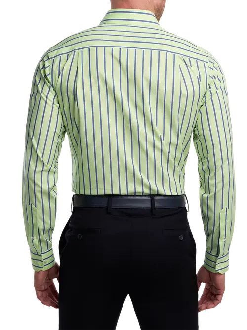 PAUL FREDRICK Cotton Spandex Point Collar Poplin Slim Contrast Trim Button Cuff Long Sleeve