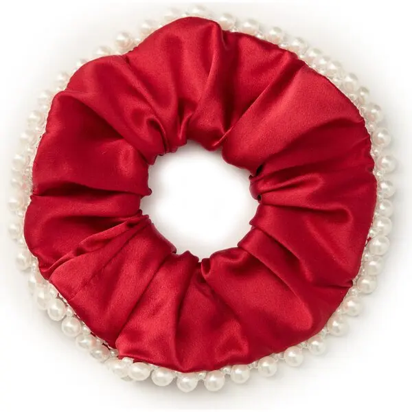 OLAH Pearl Glaze Silk Scrunchie - Cherry Red