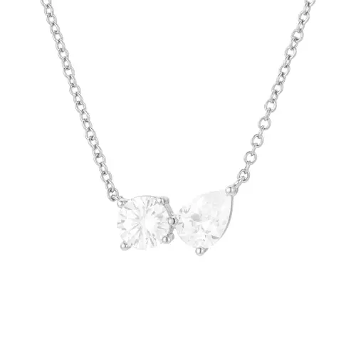 UNTAMED PETALS Eternity Crystal Necklace With Round And Pear-cut Stones - Metallic Silver