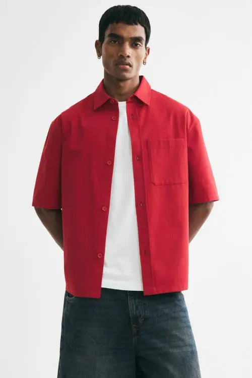 H&M Relaxed-fit Embroidered-motif Cotton Shirt
