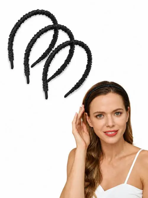 SILKSILKY Pure Silk 3-pack Vintage Headbands - Black
