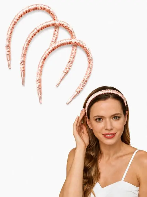 SILKSILKY Pure Silk 3-pack Vintage Headbands - Pink