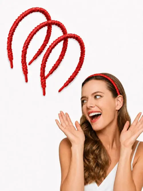SILKSILKY Pure Silk 3-pack Vintage Headbands - Red