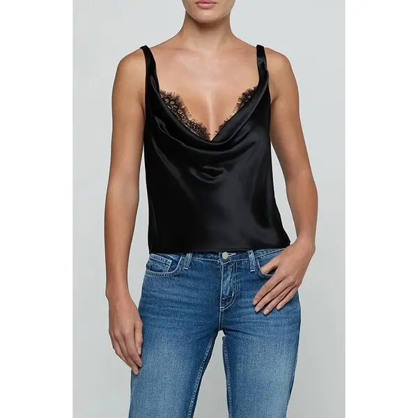 L'Agence Evadne Cowl Neck Silk Tank