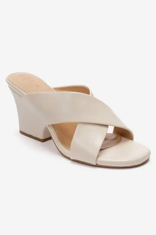 PROLOGUE SHOES Yavin Cross Strap Wedge Sandal - Beige