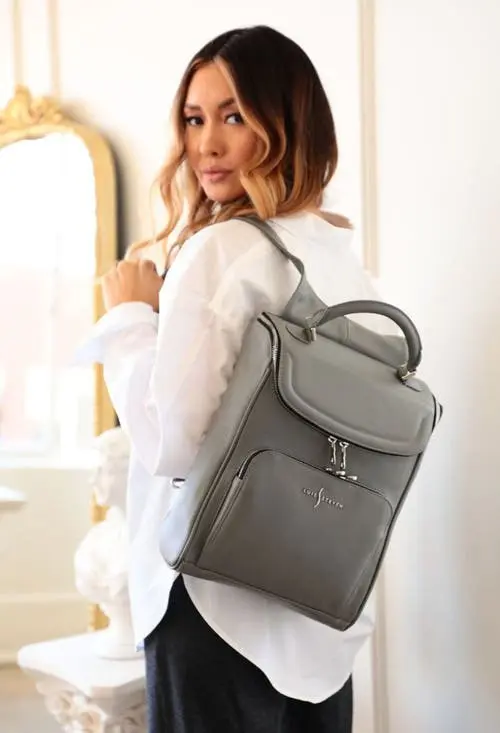 LUIS STEVEN Vertical Leather Laptop Backpack