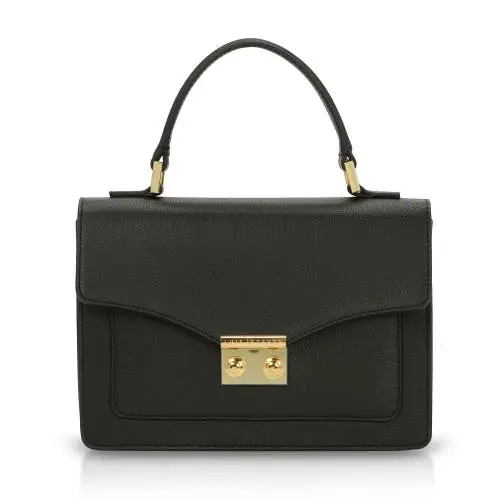 LUIS STEVEN Emma Leather Satchel - Black