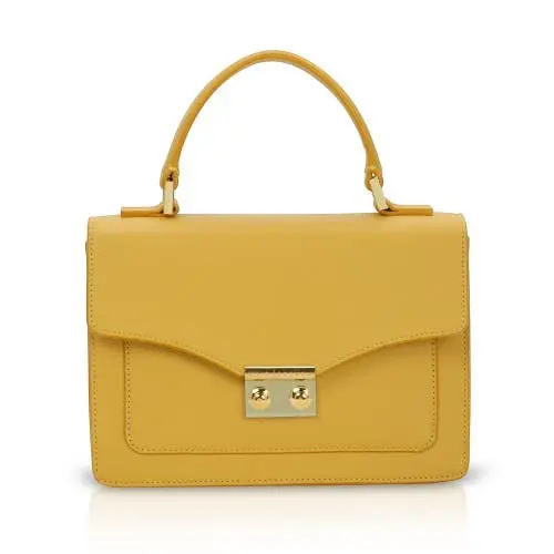 LUIS STEVEN Emma Leather Satchel - Yellow