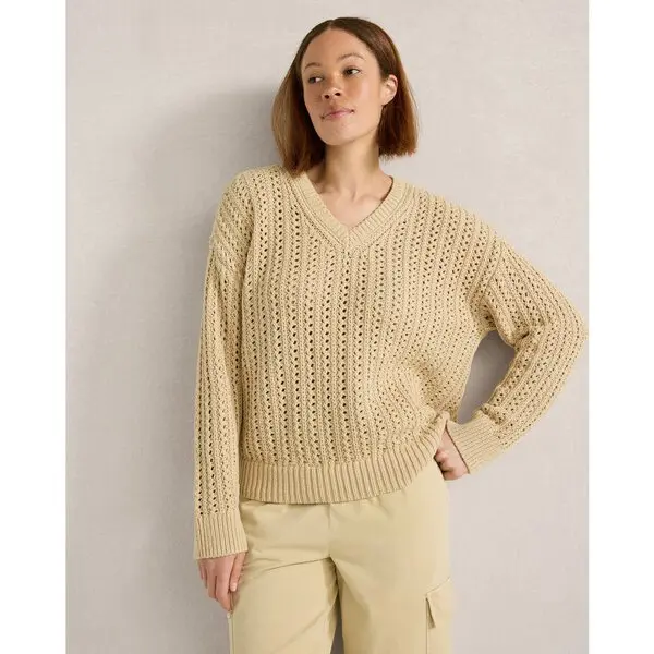 HAVEN WELL WITHIN Textured Cotton Blend V-neck Sweater