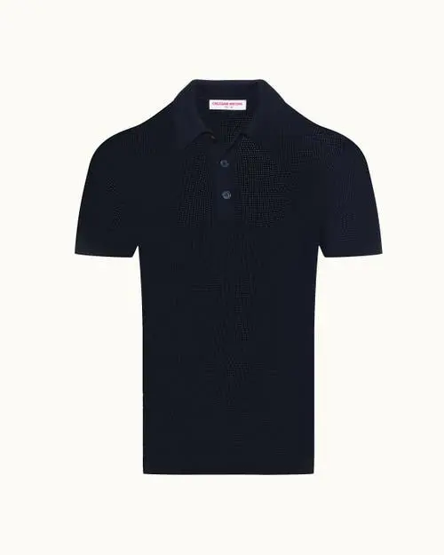 Orlebar Brown Keeling Classic Fit Cotton Silk Knitted Shirt - Night Iris
