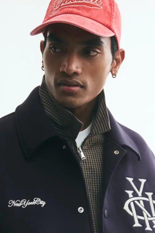 H&M Scuba Knit Baseball Jacket With Embroidered Motif