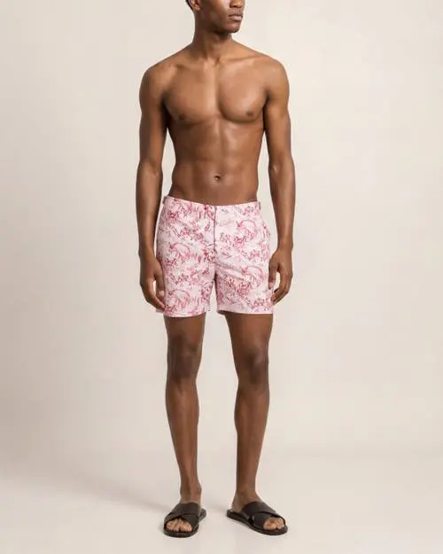 Orlebar Brown Bulldog Mid-length Zephra Printed Swim Shorts - Coral