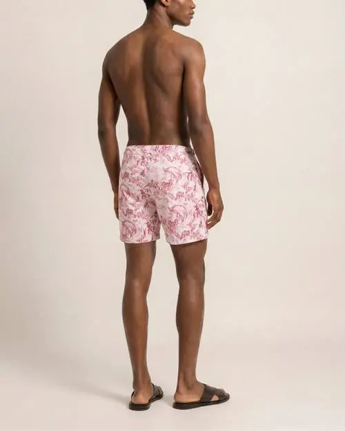 Orlebar Brown Bulldog Mid-length Zephra Printed Swim Shorts - Coral