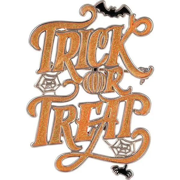 HALLMARK Trick Or Treat" Enamel Pin With Glitter Accents