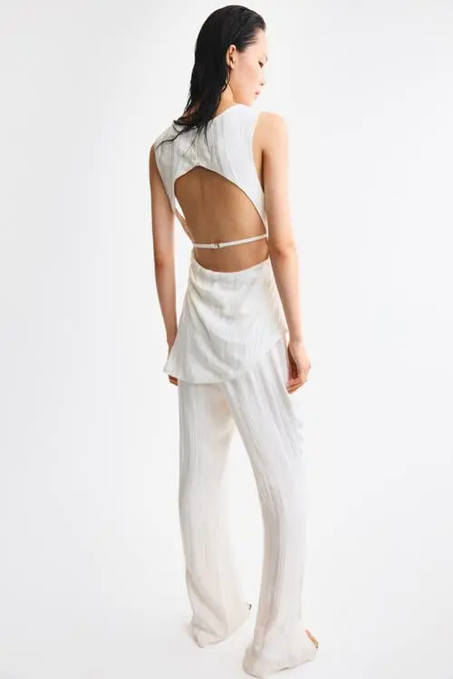H&M Open-back Linen-blend Top
