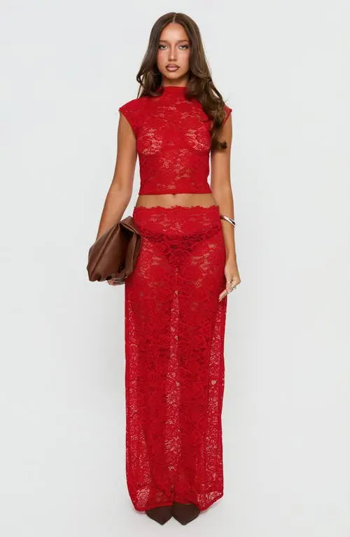 Princess Polly Vionna Sheer Floral Lace Maxi Skirt