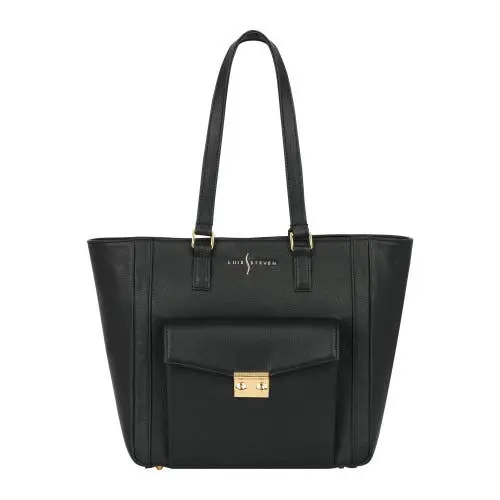 LUIS STEVEN Classic Tote With Front Lock - Black