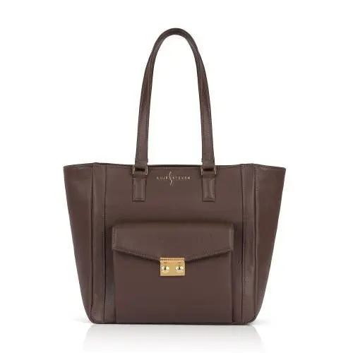 LUIS STEVEN Classic Tote With Front Lock - Brown