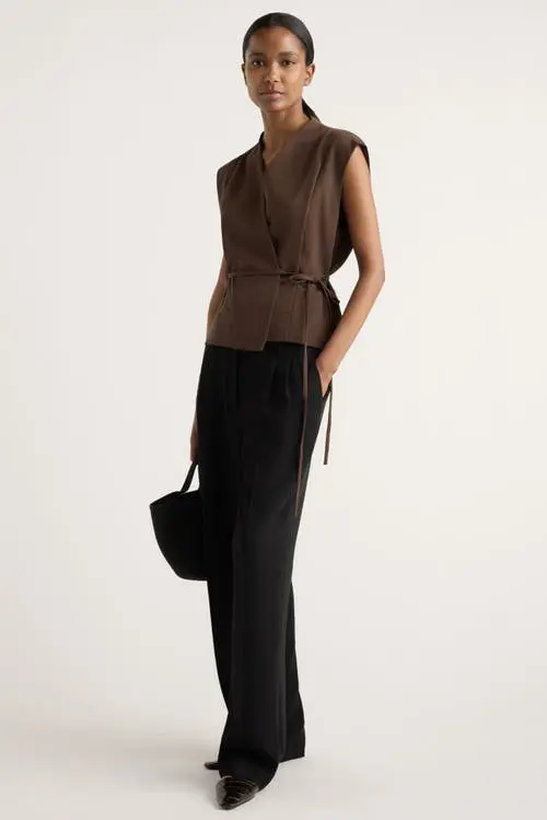 Modern Citizen Leandra Tie-wrap Vest - Dark Chocolate
