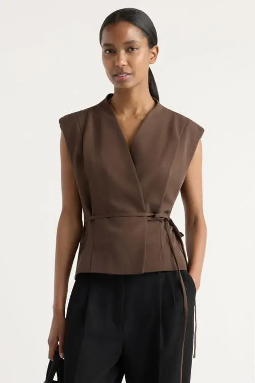 Modern Citizen Leandra Tie-wrap Vest - Dark Chocolate