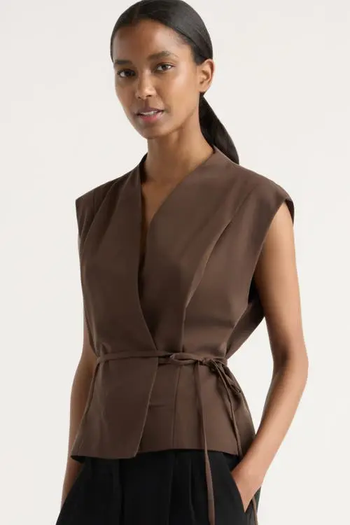 Modern Citizen Leandra Tie-wrap Vest - Dark Chocolate