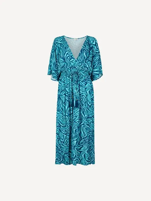 APRICOT Zebra Swirl Tassel Detail Maxi Dress