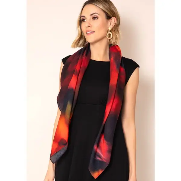 ALIE STREET LONDON Minerva Silk Wool Scarf - Midnight Ember