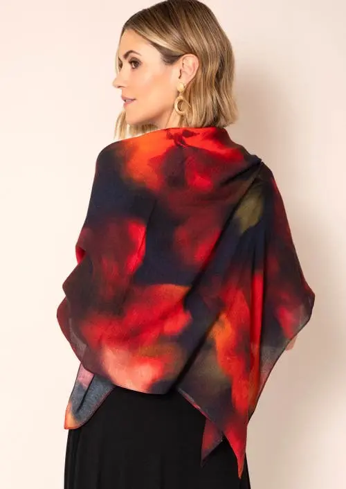 ALIE STREET LONDON Minerva Silk Wool Scarf - Midnight Ember