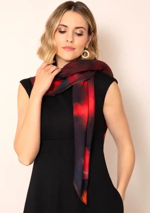 ALIE STREET LONDON Minerva Silk Wool Scarf - Midnight Ember