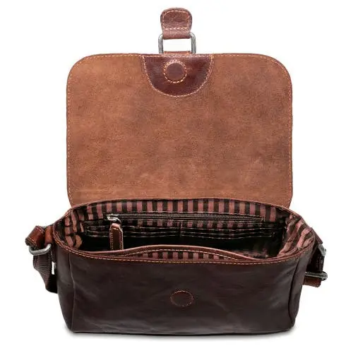 JACK GEORGES Hornback Croco Emma Petite Crossbody Bag - Brown