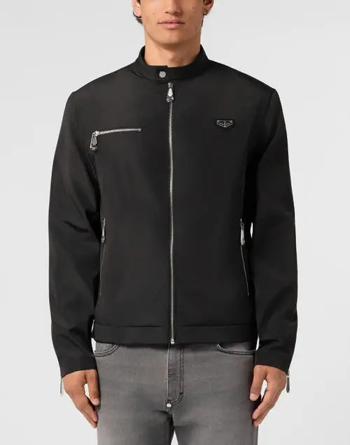 Philipp Plein Nylon Moto Jacket - Black