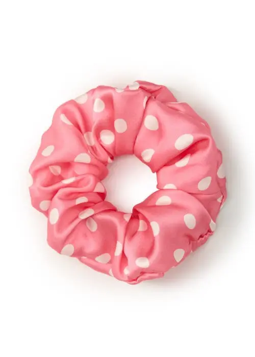 OLAH Petite Dot Silk Scrunchie - Pink