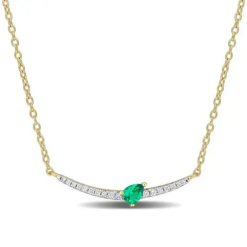 JULIANNA B. Diamond Curved Bar Necklace - Created Emerald
