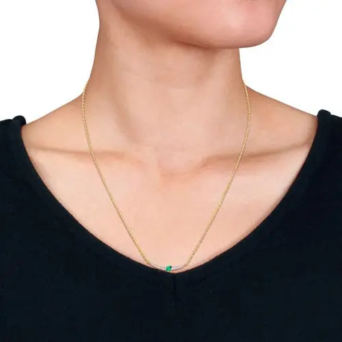 JULIANNA B. Diamond Curved Bar Necklace