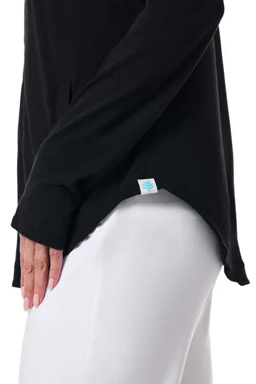 Coolibar Lumaleo Organic Cotton Zno Zip-up Hoodie - Black