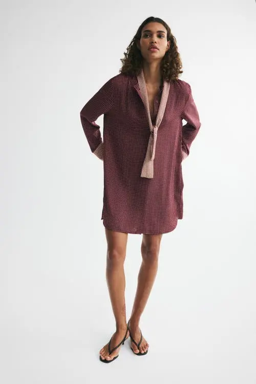 H&M Oversized Scarf Collar Button-front Dress