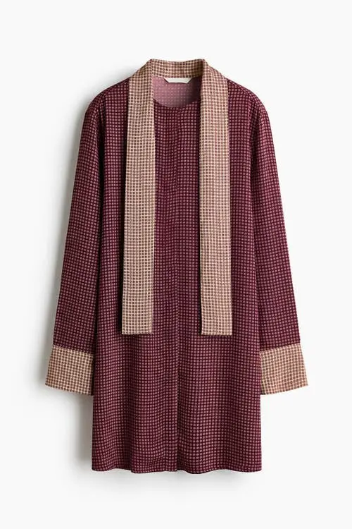 H&M Oversized Scarf Collar Button-front Dress