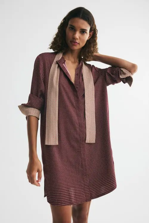 H&M Oversized Scarf Collar Button-front Dress