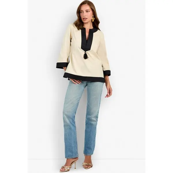 Trina Turk Dametria Top With Tassel Detail - Almond