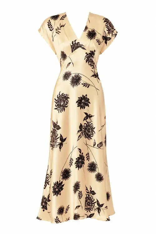 EXQUISE Floral Embroidered Viscose Dress