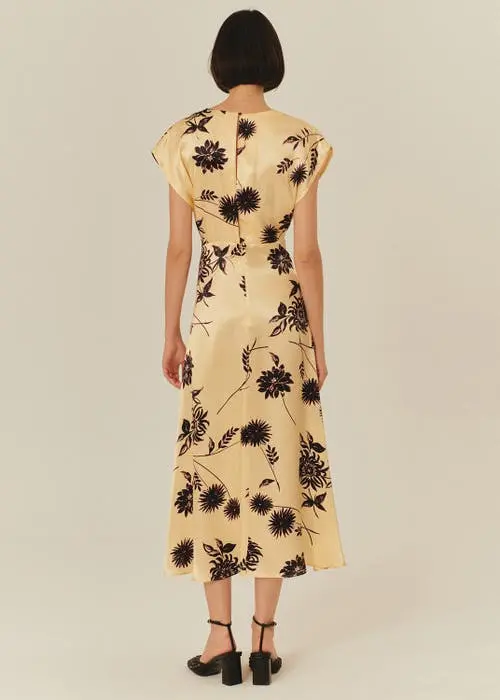 EXQUISE Floral Embroidered Viscose Dress