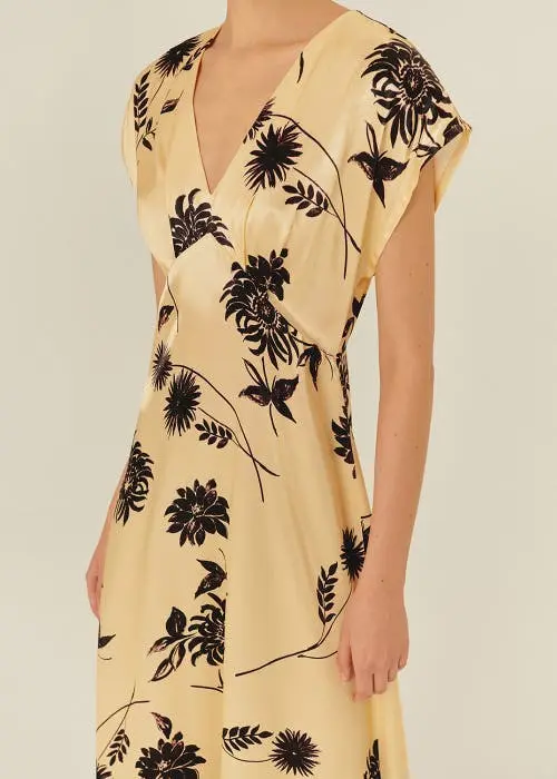 EXQUISE Floral Embroidered Viscose Dress