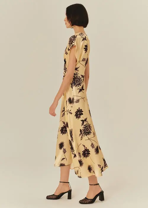 EXQUISE Floral Embroidered Viscose Dress
