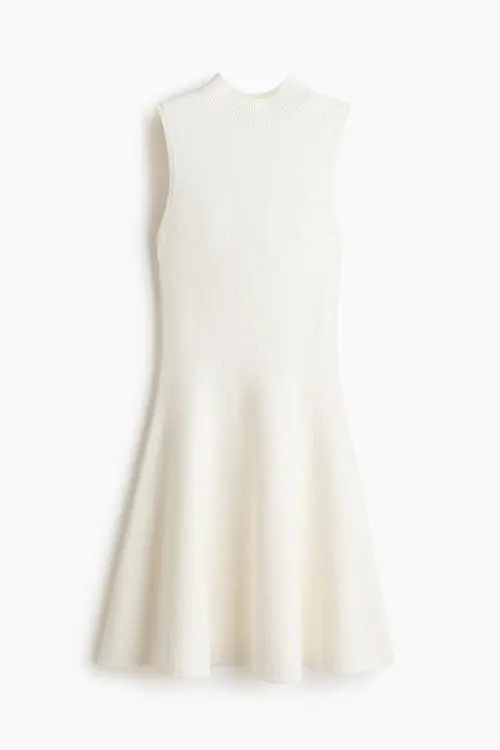 H&M Knit Dress With Flared Skirt