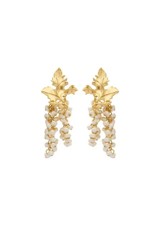 PERACAS Mini Adile Grape Statement Earrings - Ivory