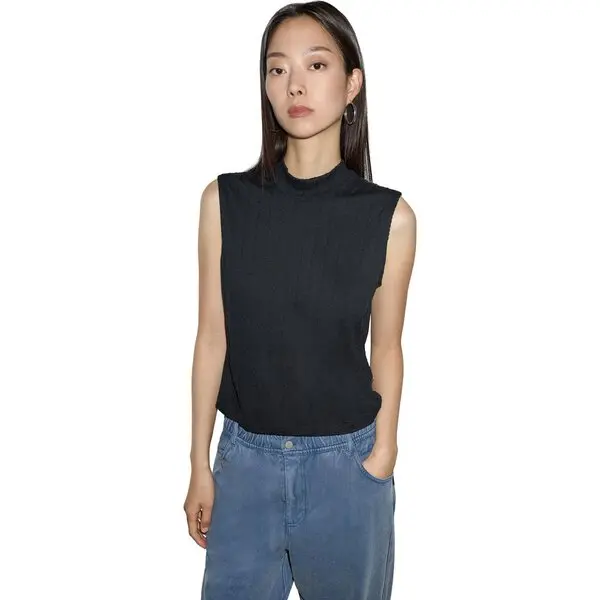 CONVERSE Cable Knit Mock Neck Tank - Converse Black